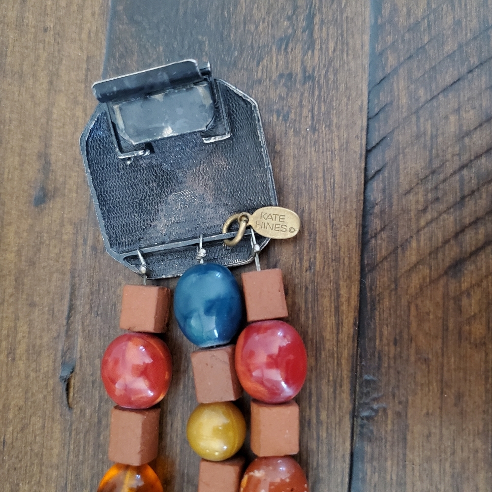 Kate Hines Vintage Pyramid Clasp Double Strand Beaded… - Gem